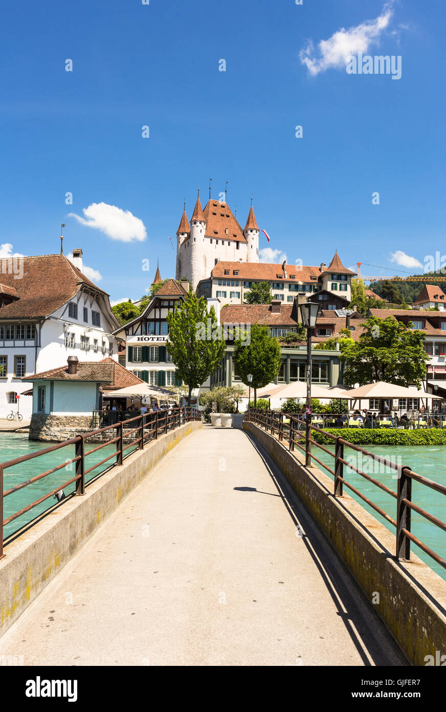 The castle and the old town of Thun in the Bern canton in central ...