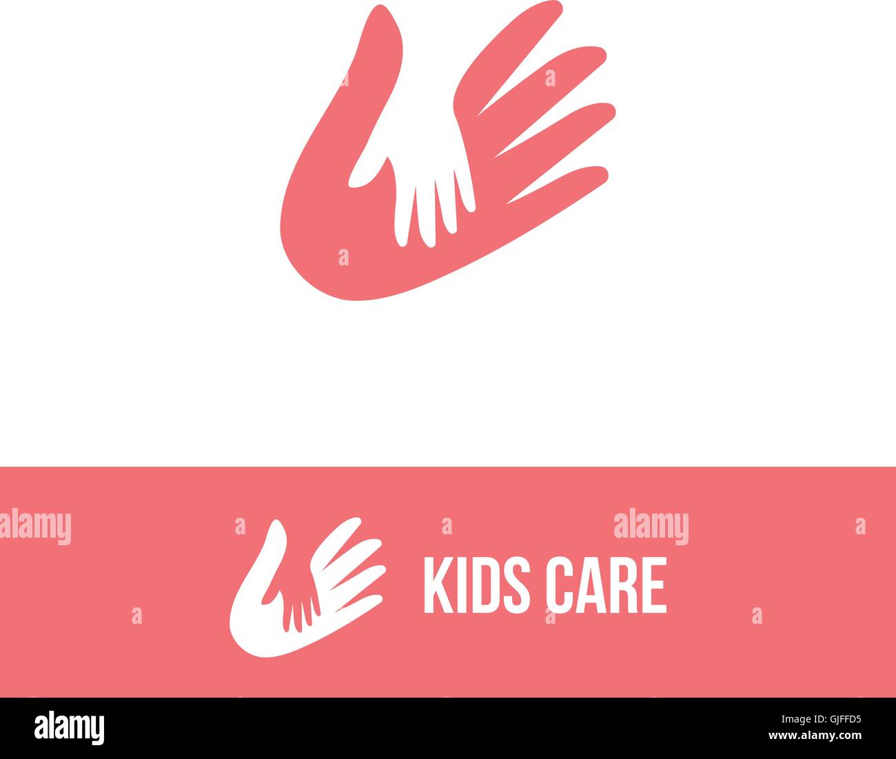Isolated child and adult hands vector logo. Negative space icon. Family ...