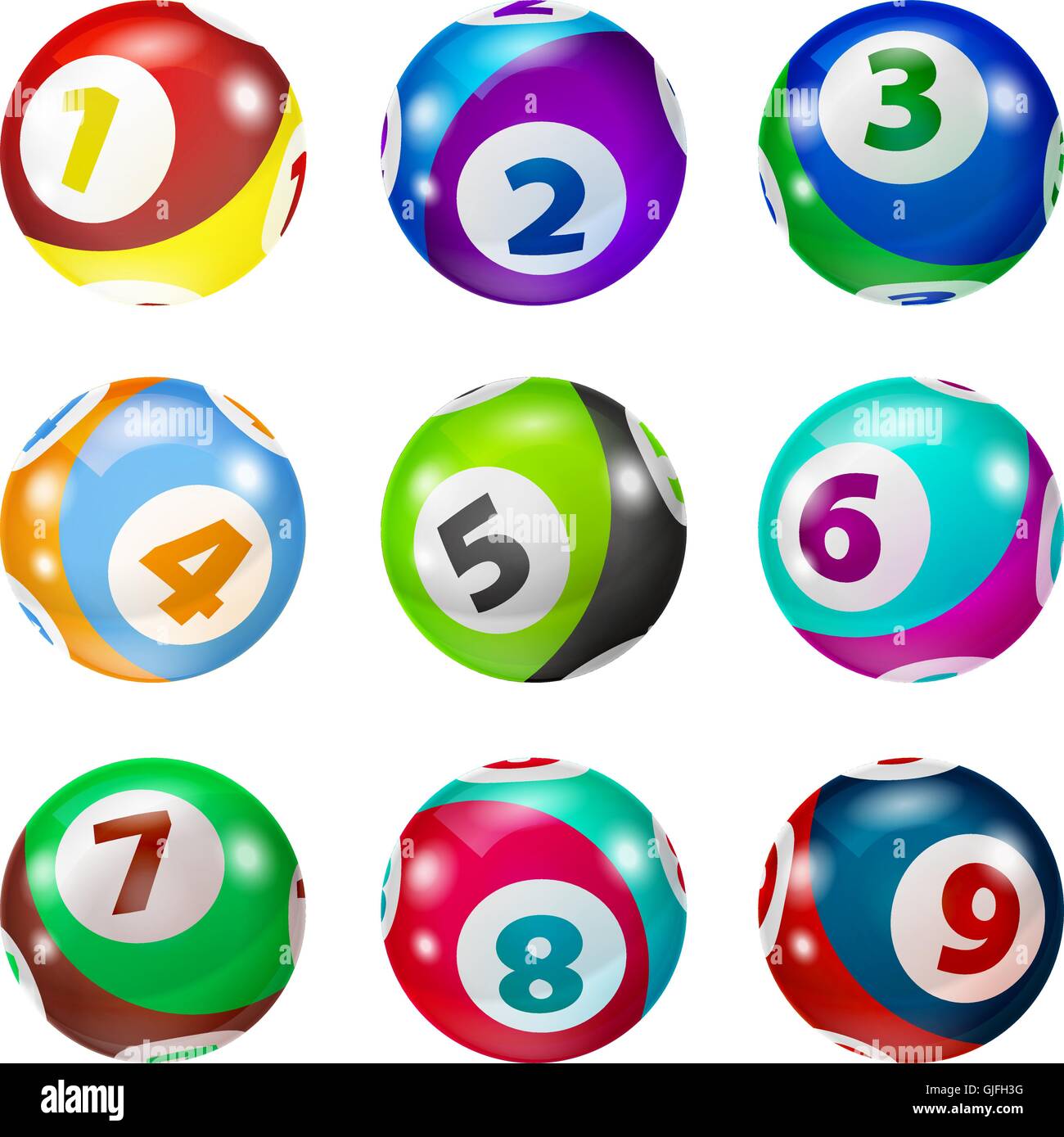 Set of Lottery Colored Number Balls Stock Vector Image & Art - Alamy