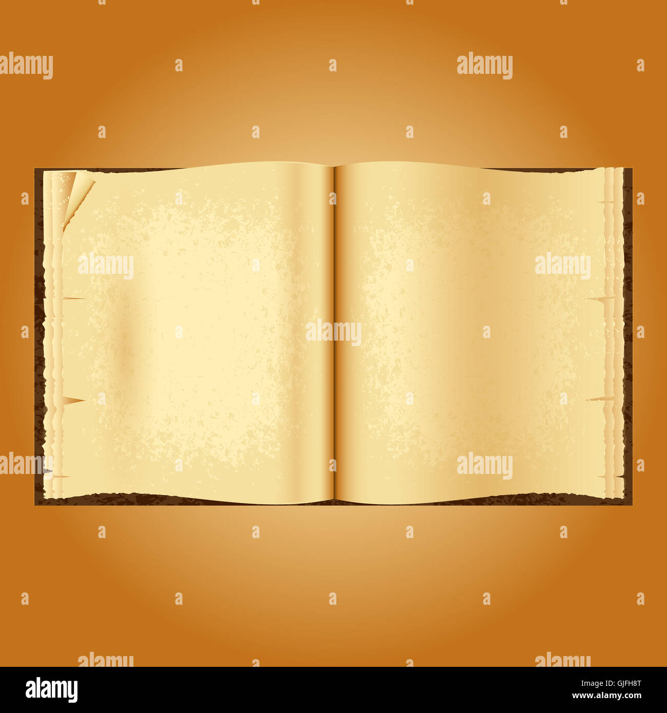 Old open book. Yellowed pages wrinkled. Grunge background. Space for ...