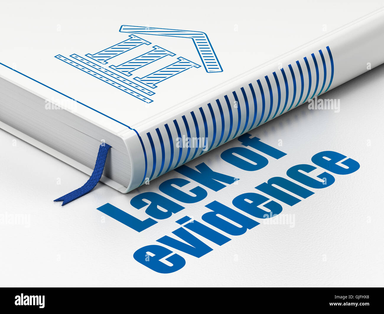 Law concept: book Courthouse, Lack Of Evidence on white background ...