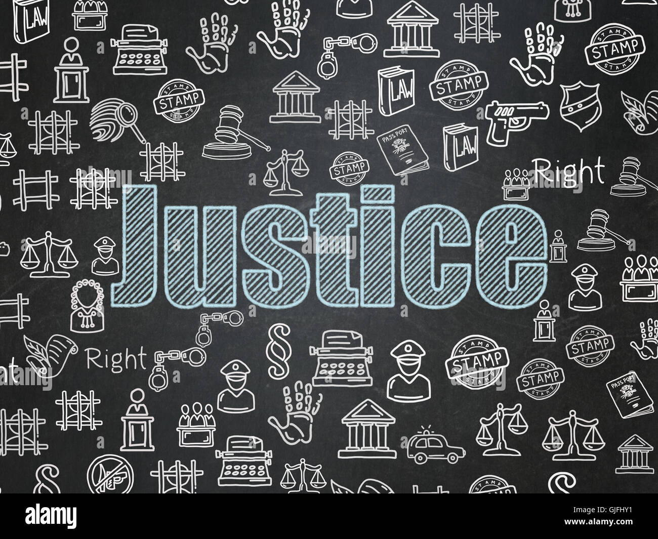 Law concept: Justice on School board background Stock Photo - Alamy