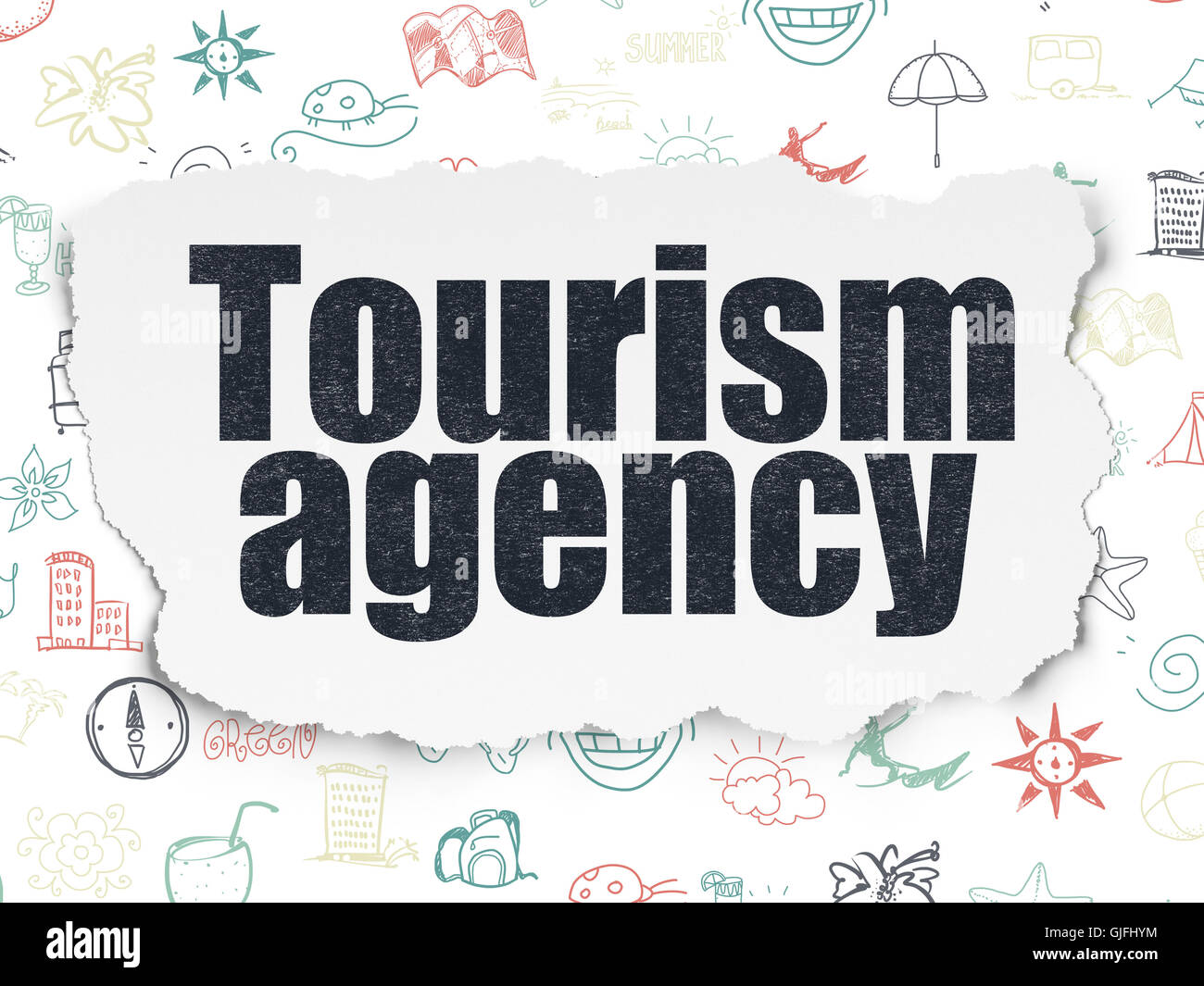 Travel concept: Tourism Agency on Torn Paper background Stock Photo - Alamy