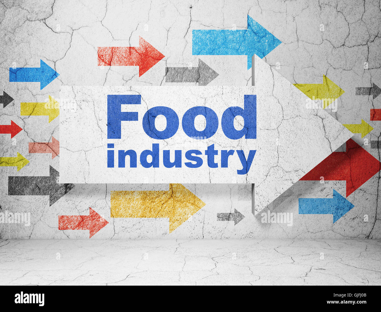 Industry concept: arrow with Food Industry on grunge wall background ...
