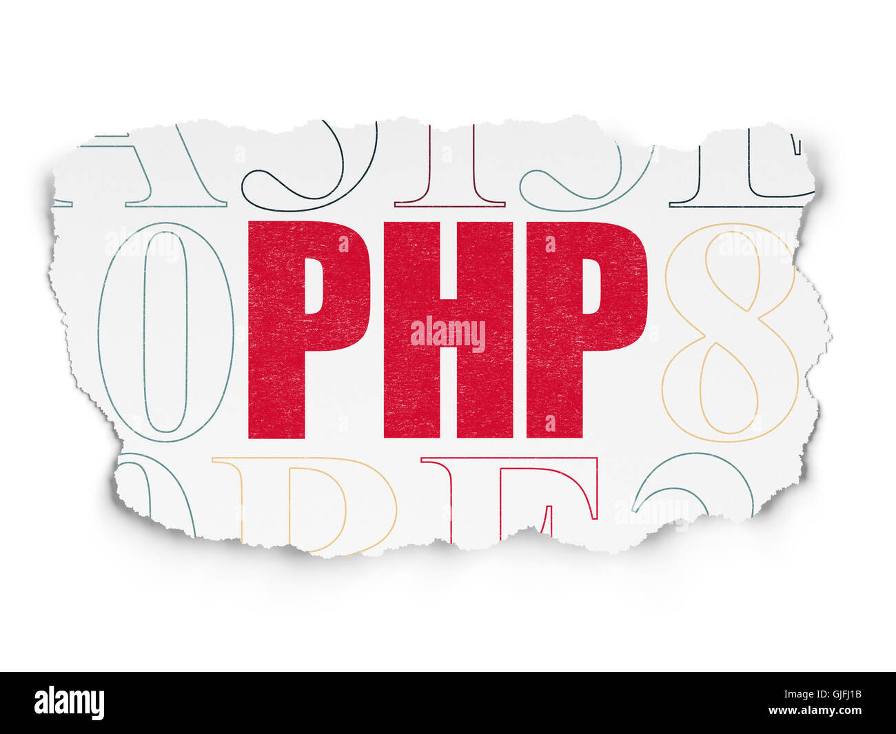 Software concept: Php on Torn Paper background Stock Photo - Alamy