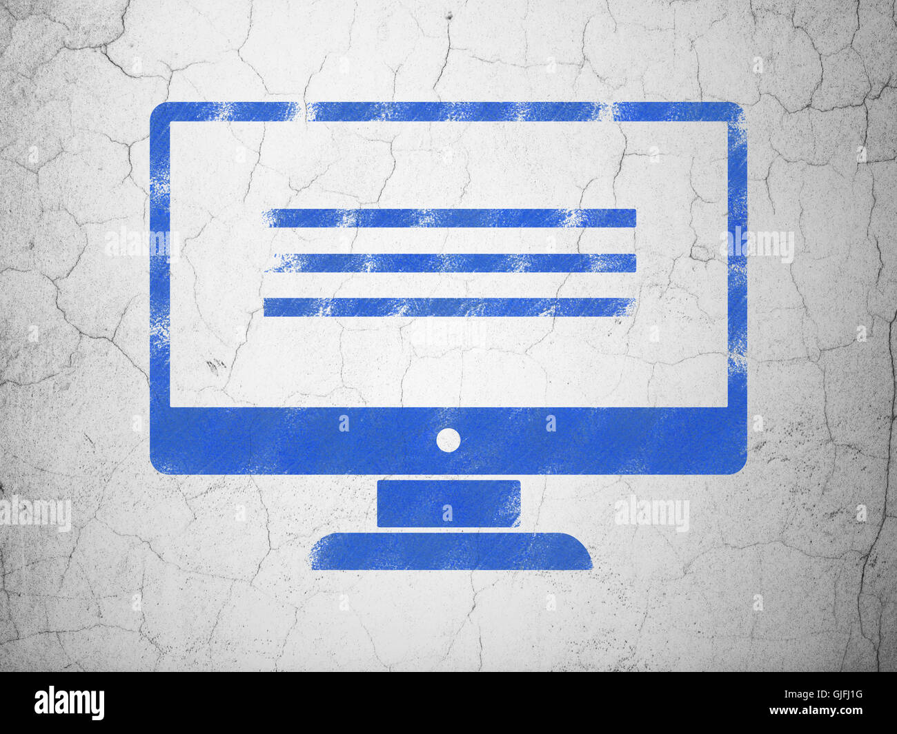 Database concept: Monitor on wall background Stock Photo - Alamy