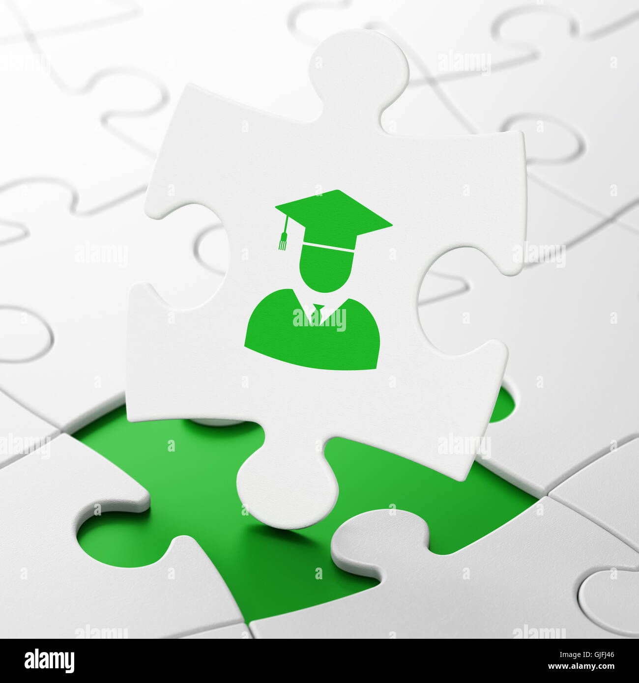 Education concept: Student on puzzle background Stock Photo - Alamy