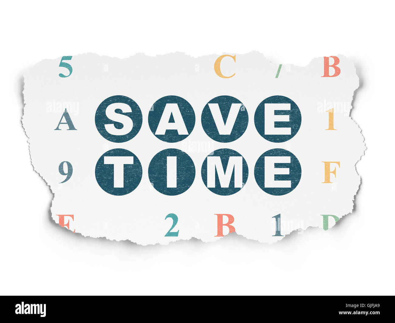 Time concept: Save Time on Torn Paper background Stock Photo - Alamy