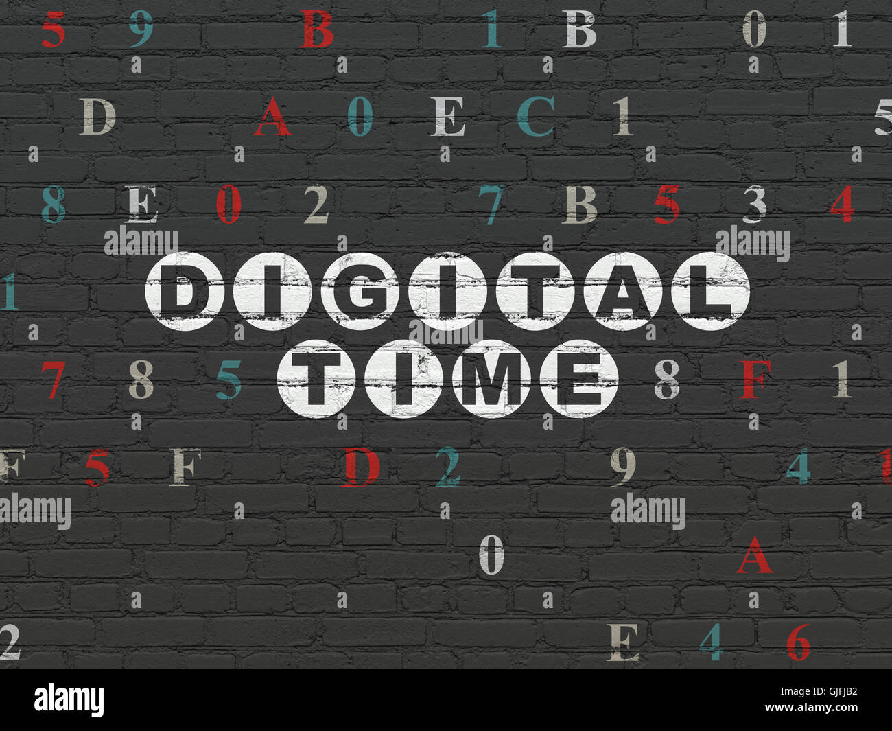 Timeline concept: Digital Time on wall background Stock Photo - Alamy