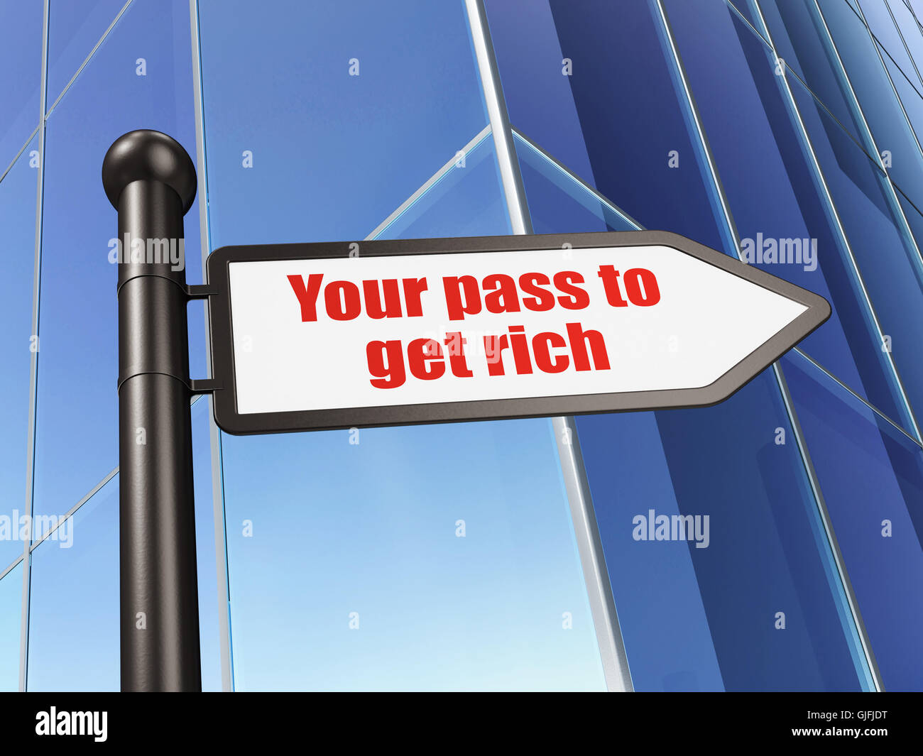 Finance concept: sign Your Pass to Get Rich on Building background ...