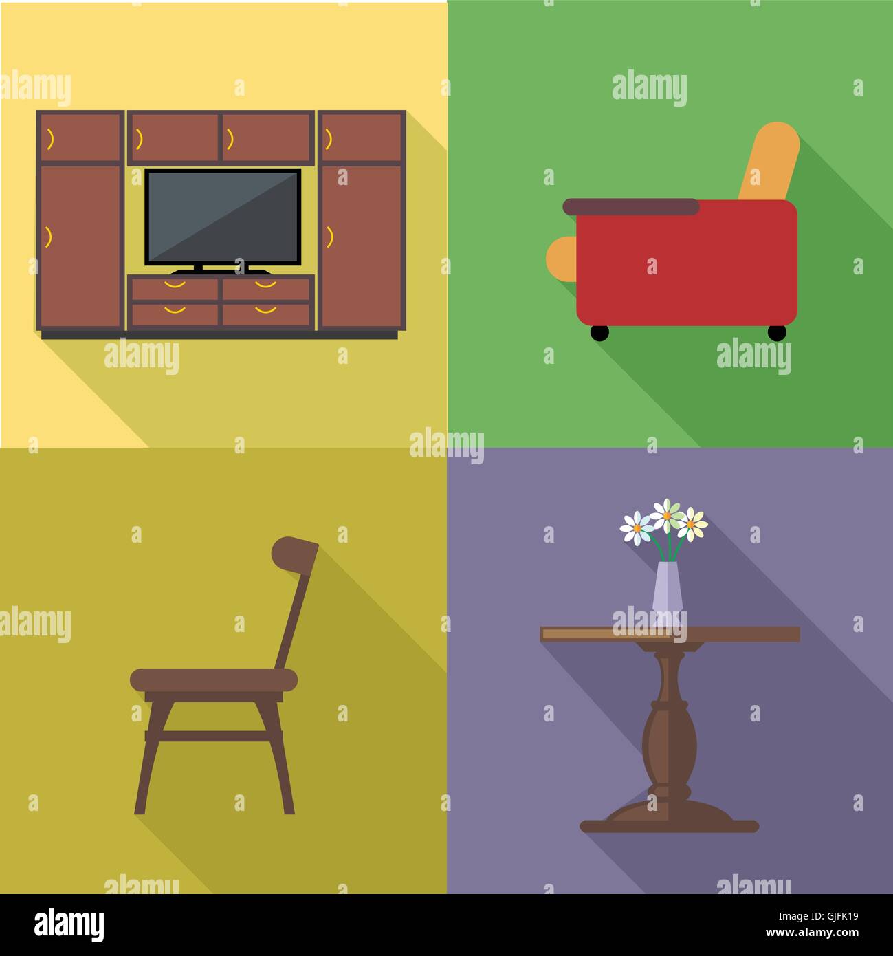 Home decoration icon set, flat style. Digital vector image Stock Vector ...
