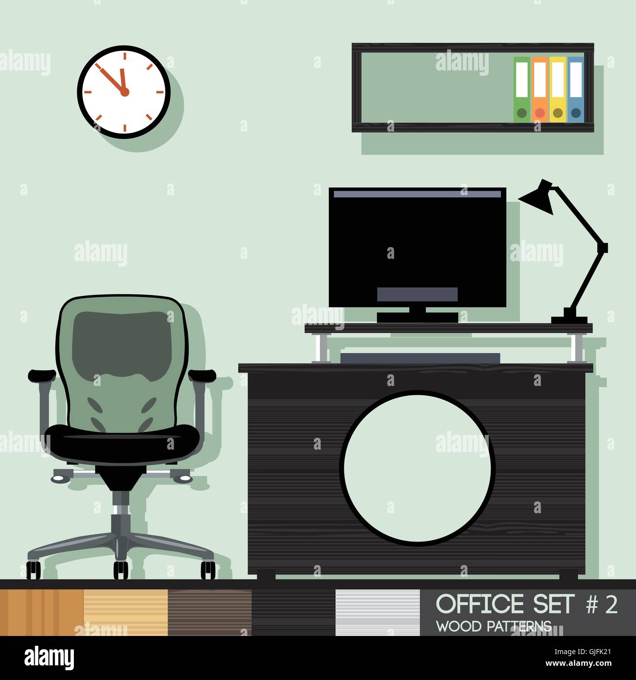 Office style interior set. Digital vector image Stock Vector Image ...