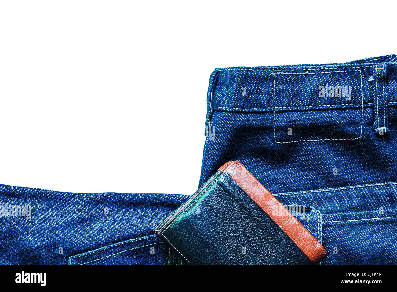 Blue jeans and wallet on a white background Stock Photo - Alamy