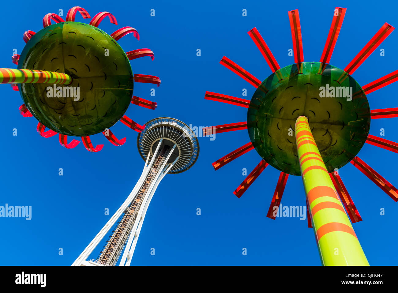 The Sonic Bloom solar-powered art installation with Space Needle behind ...