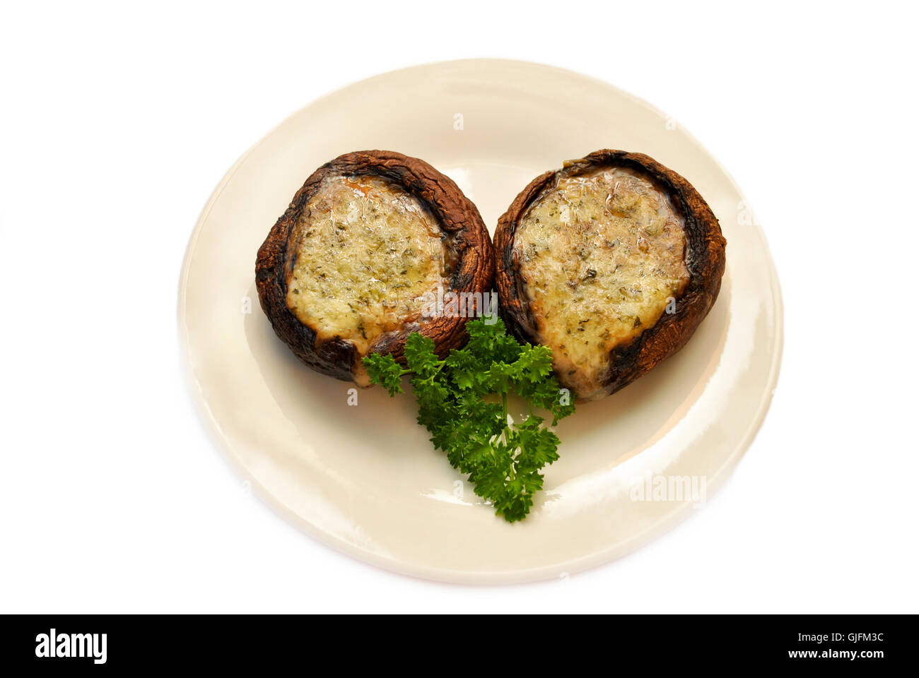 Cheesy Stuffed Portabella Mushroom Appetizers Stock Photo - Alamy