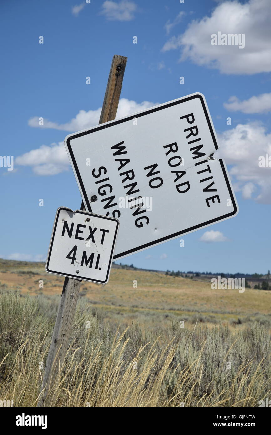 Primitive Road Warning Sign Stock Photo - Alamy