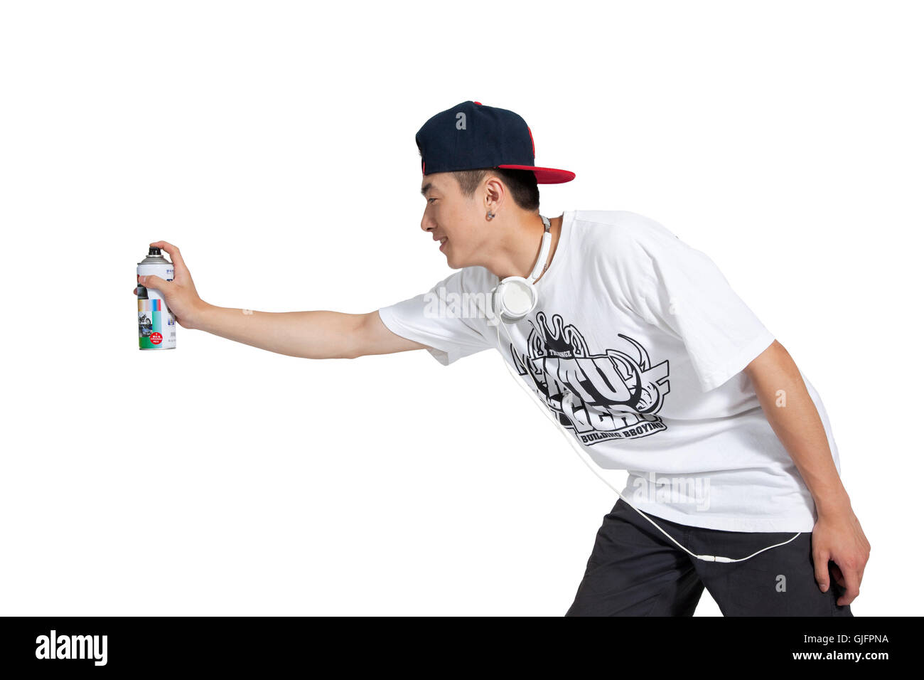Studio shot Young man street dance Stock Photo - Alamy