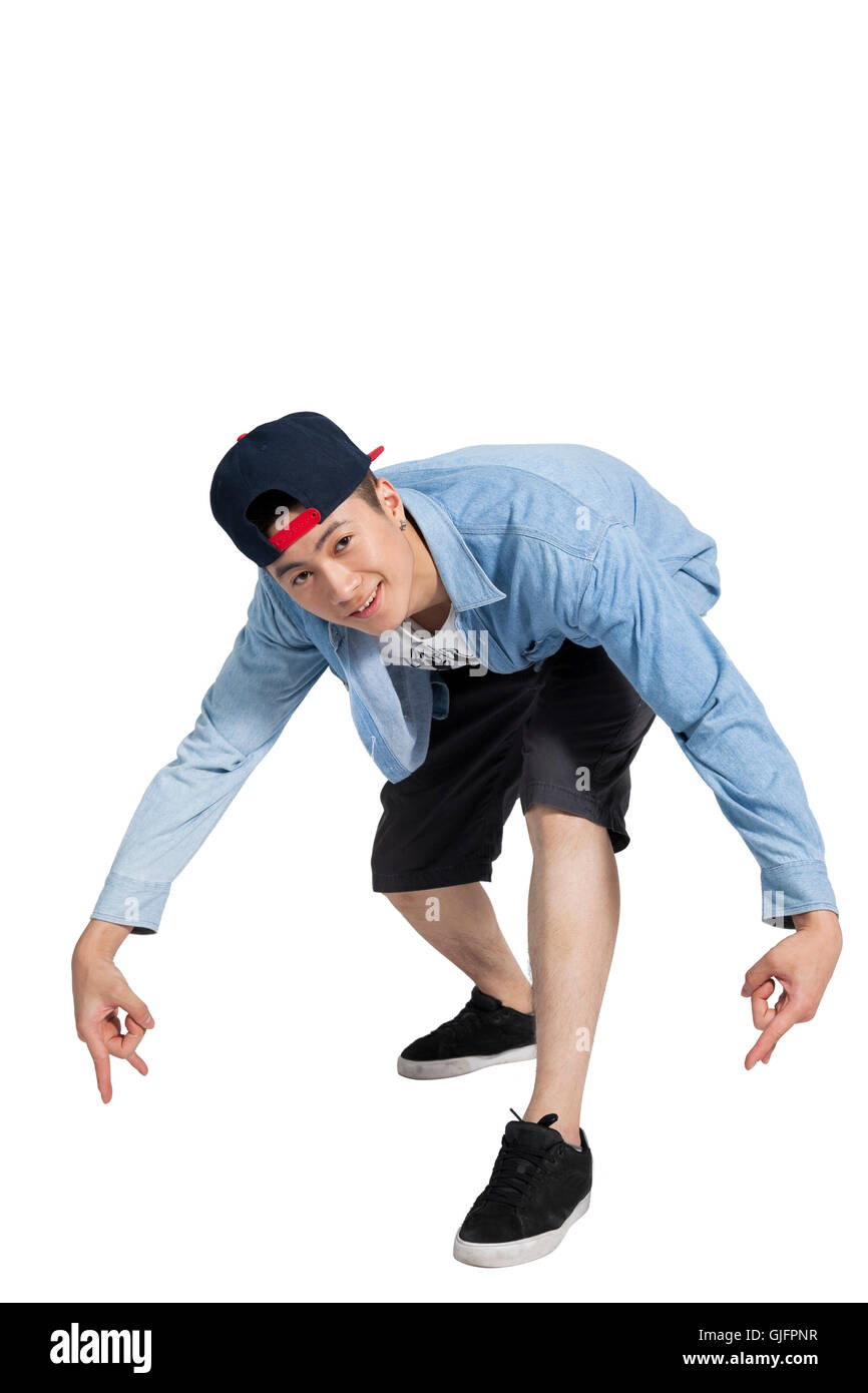 Studio shot Young man street dance Stock Photo - Alamy