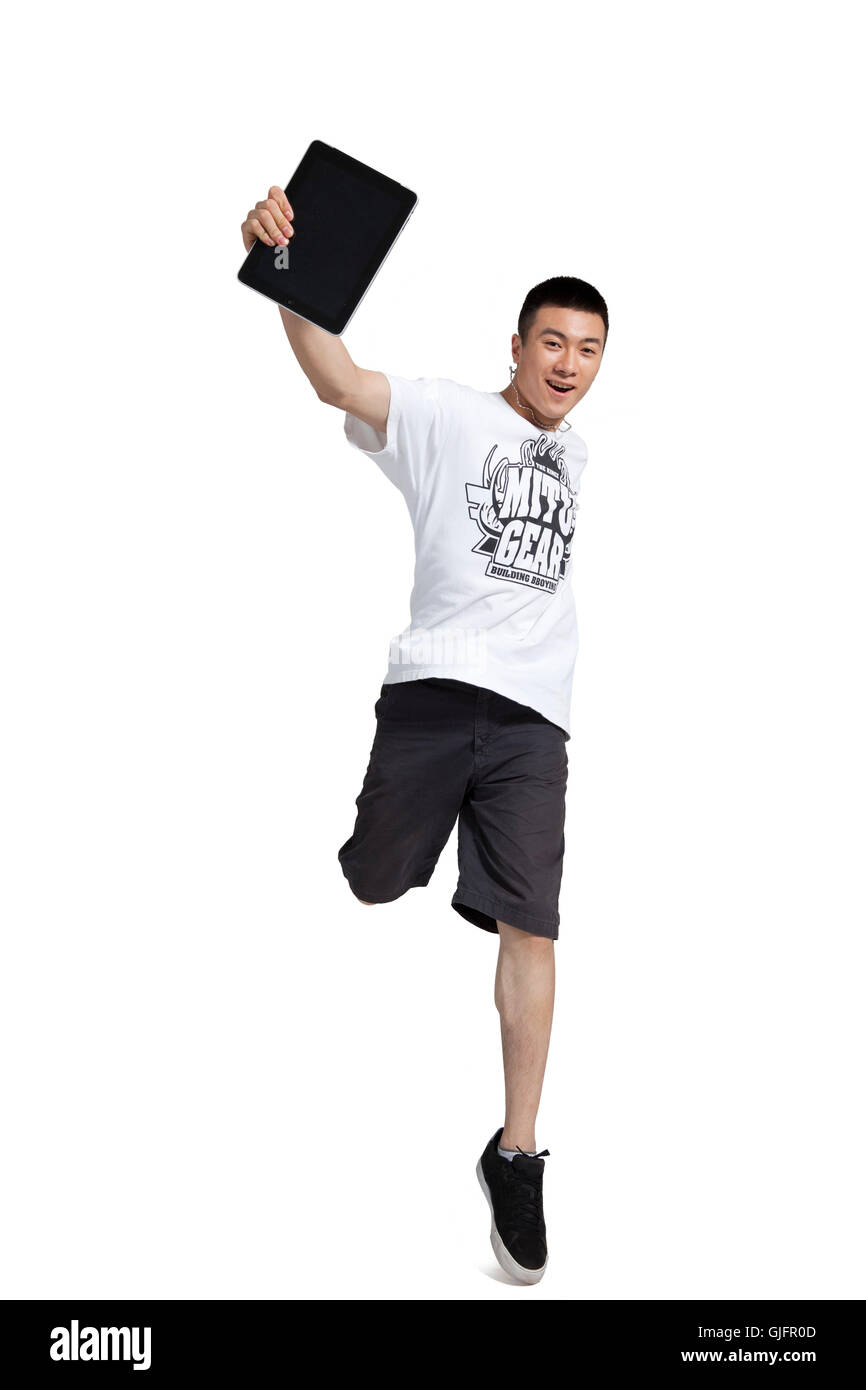 Man woman tablet vertical Cut Out Stock Images & Pictures - Alamy