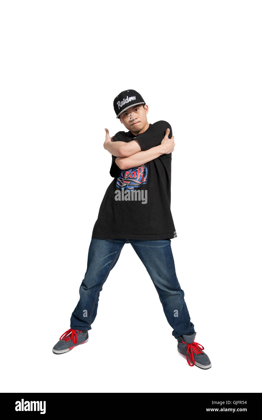 Studio shot Young man street dance Stock Photo - Alamy