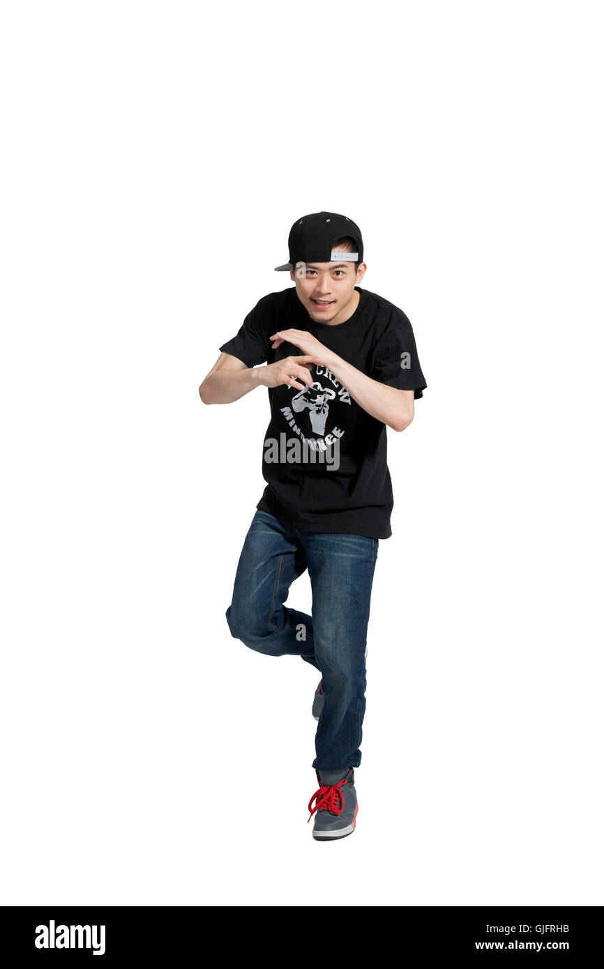 Studio shot Young man street dance Stock Photo - Alamy
