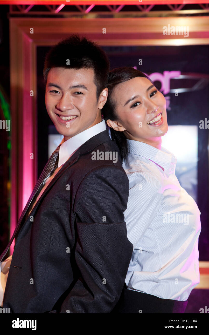 Young couple KTV carnival Stock Photo - Alamy