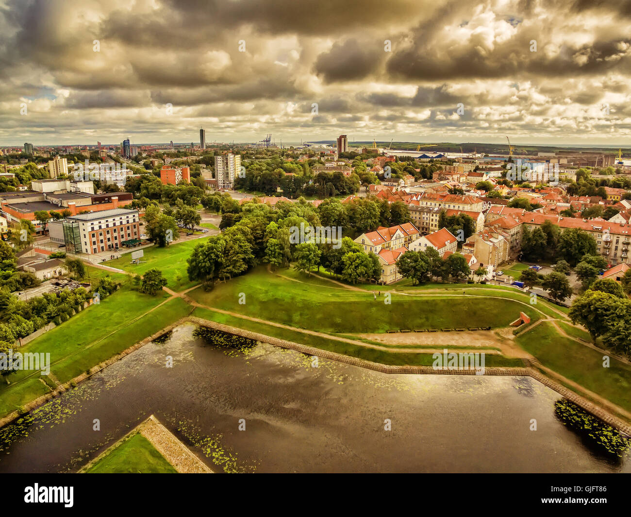 Klaipeda, Lithuania: representative aerial view of Old Town Stock Photo ...