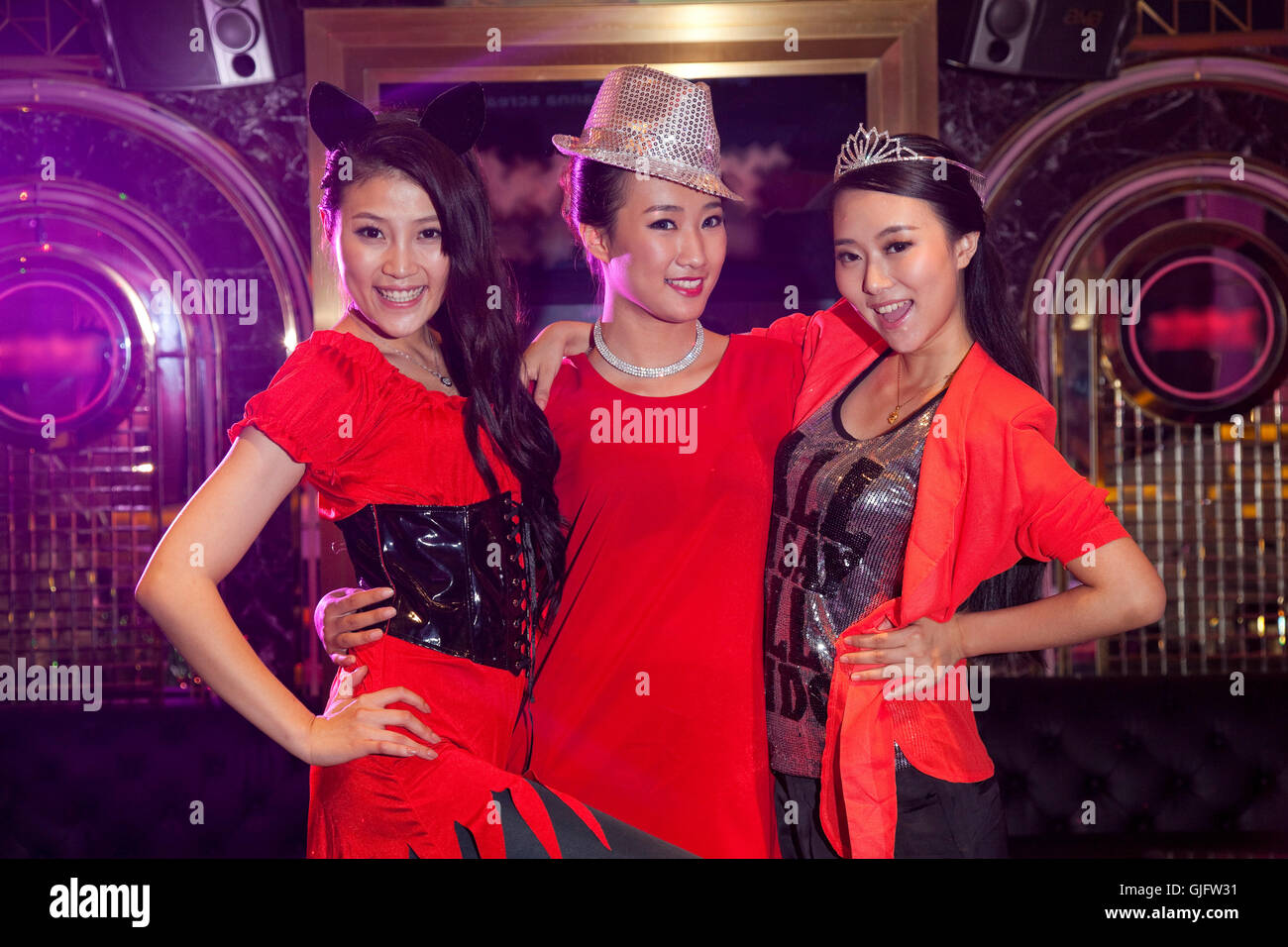 A group of young women in the KTV party Stock Photo - Alamy