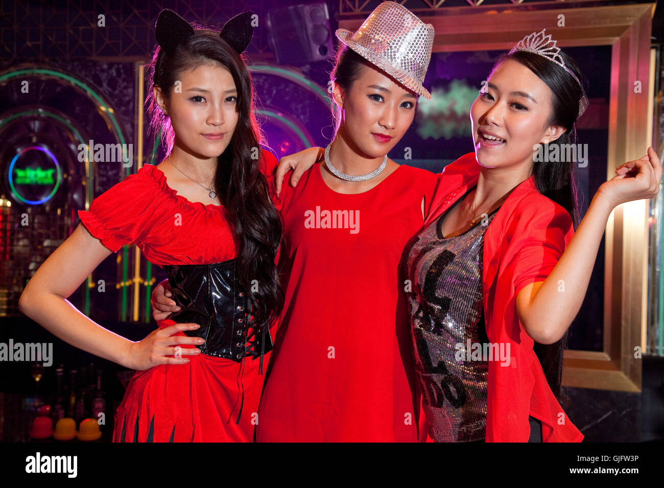 A group of young women in the KTV party Stock Photo - Alamy
