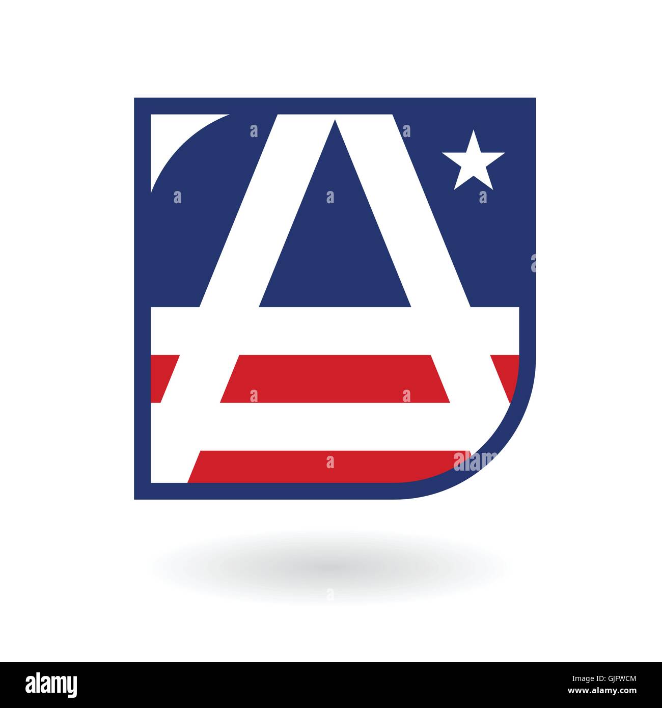 letter A logo emblem in American flag style abstract vector ...