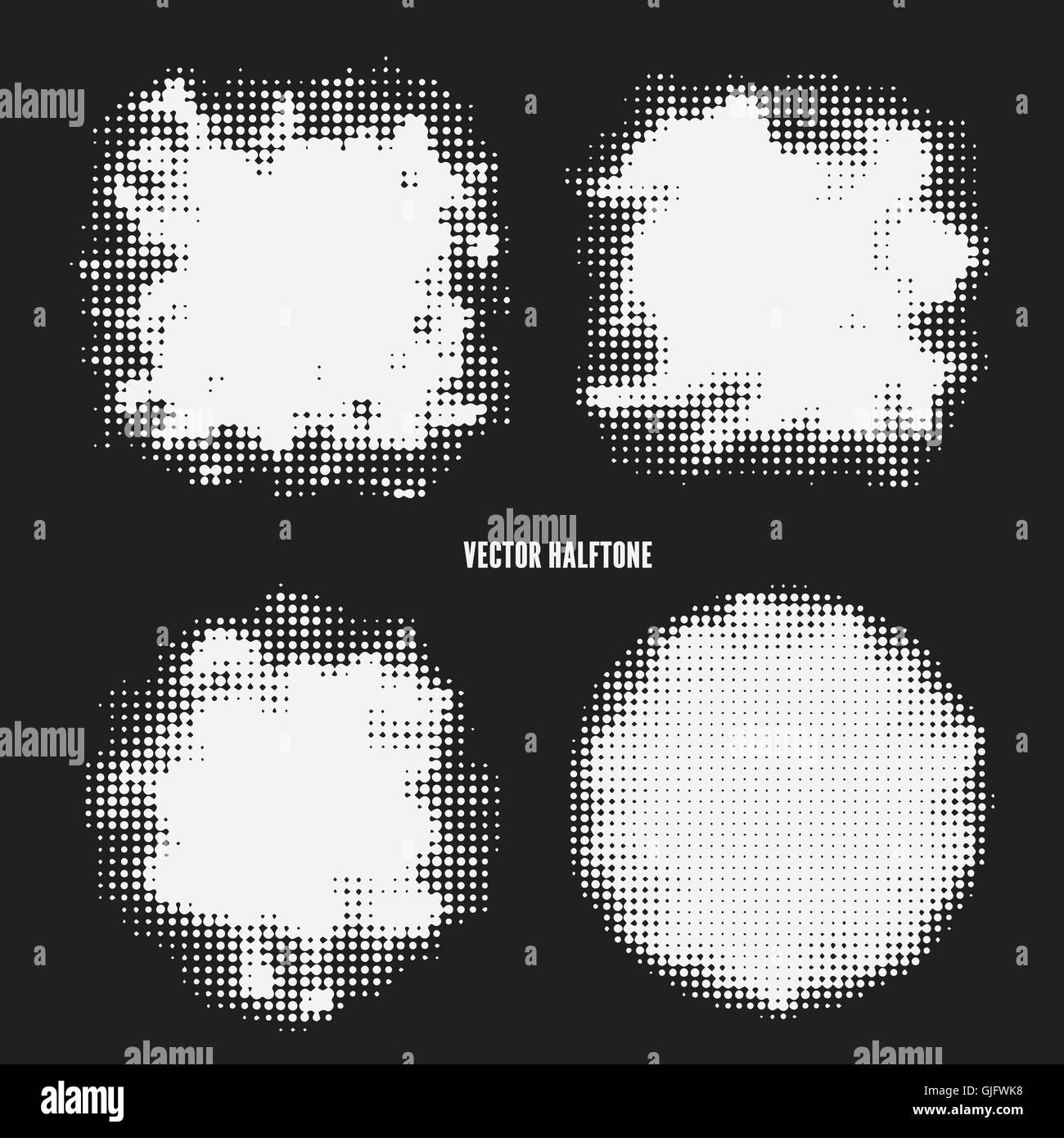 bright halftone set on dark background vector abstract illustration ...