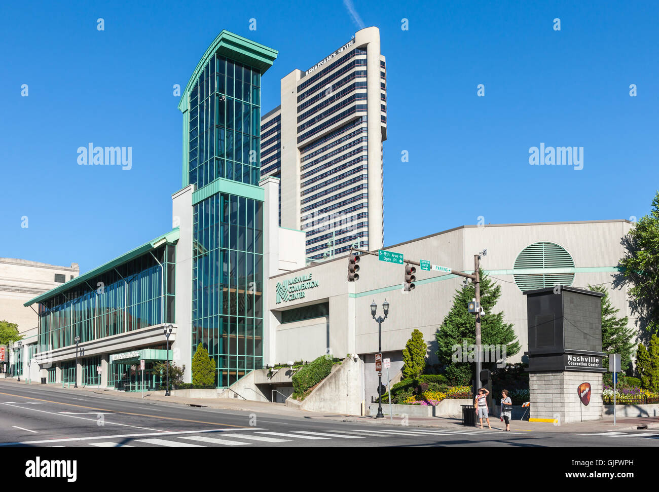 The Nashville Convention Center and Renaissance Hotel on Broadway in ...