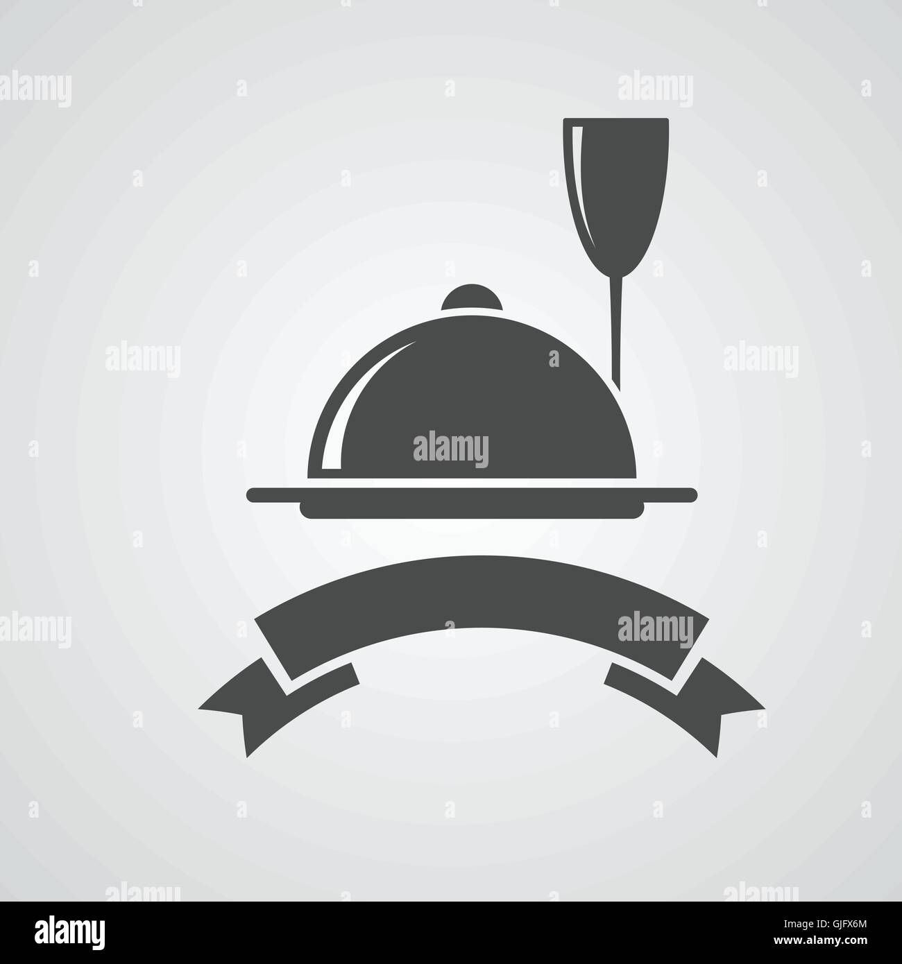 restaurant menu symbol with dish and wine glass symbol and text place ...