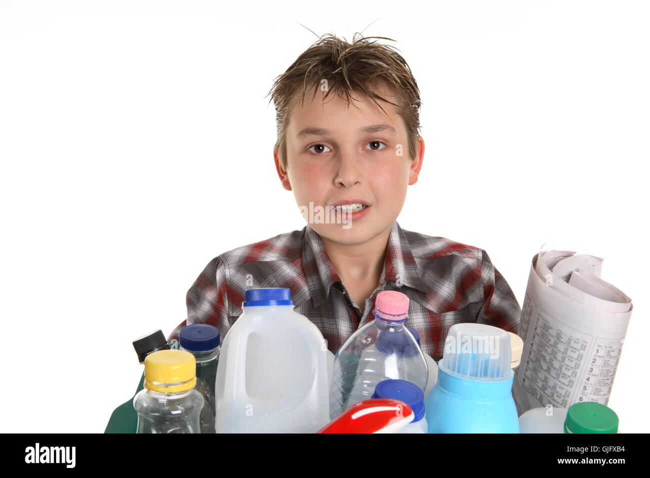 Boy with recycling Stock Photo - Alamy