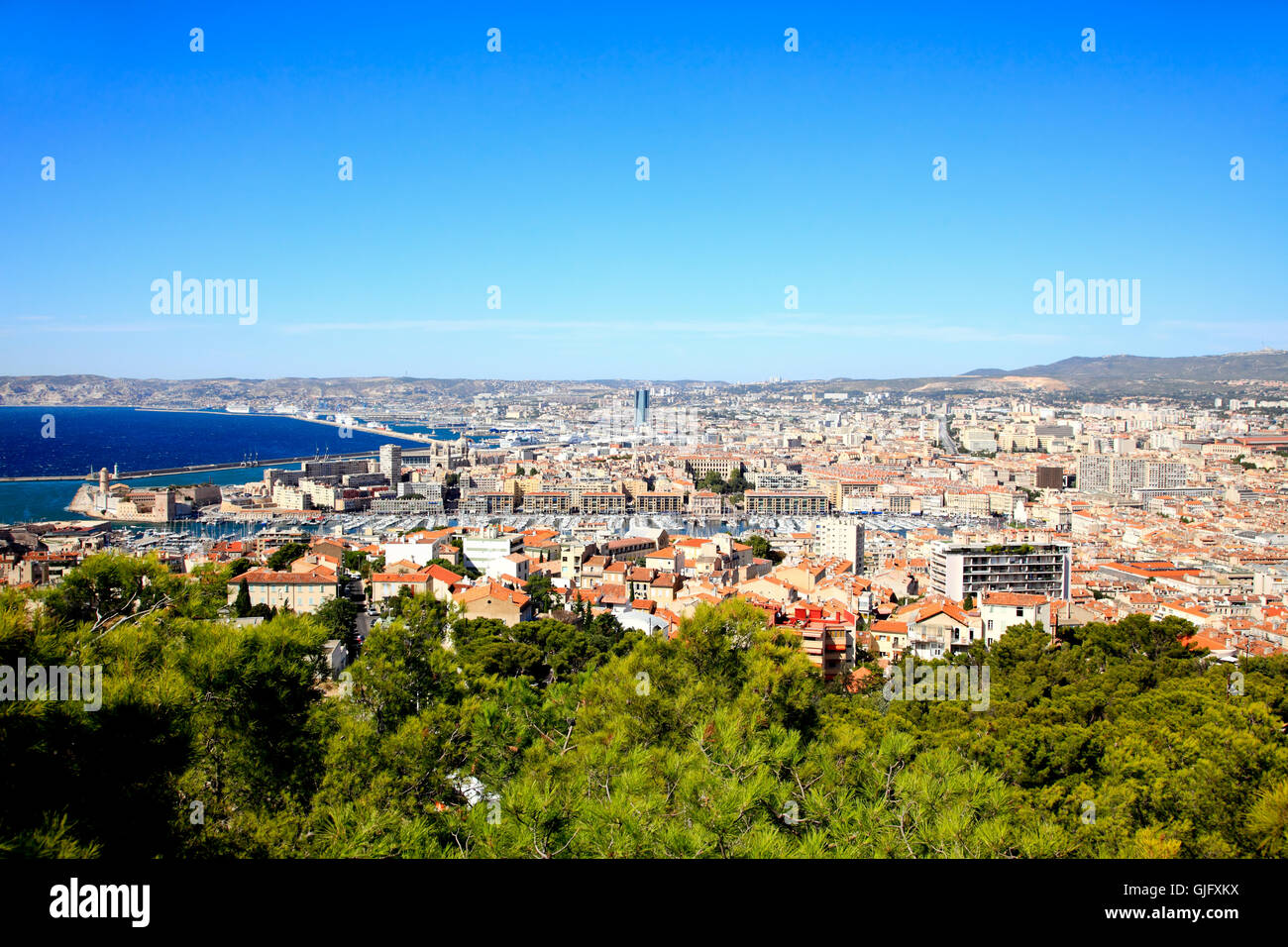 Aerial view of Marseille City and harbor Stock Photo - Alamy