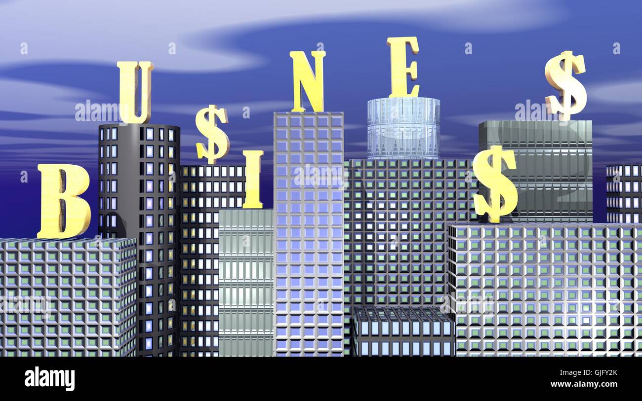 Business on buildings Stock Photo - Alamy