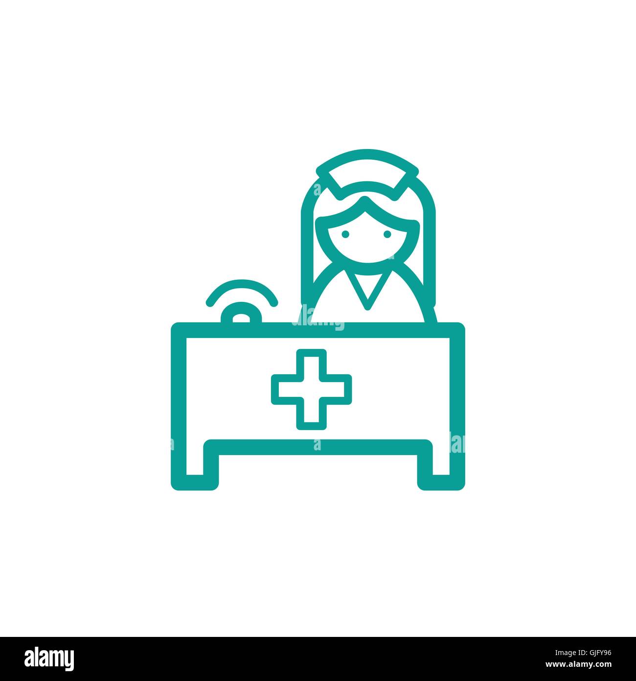 Nurse thin line icon isolated on beige background Stock Vector Image ...
