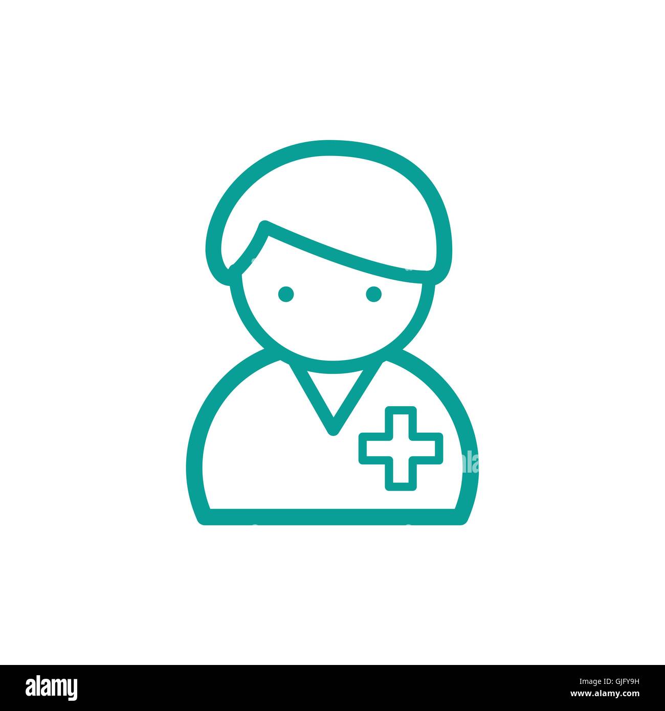 Nurse thin line icon isolated on beige background Stock Vector Image ...