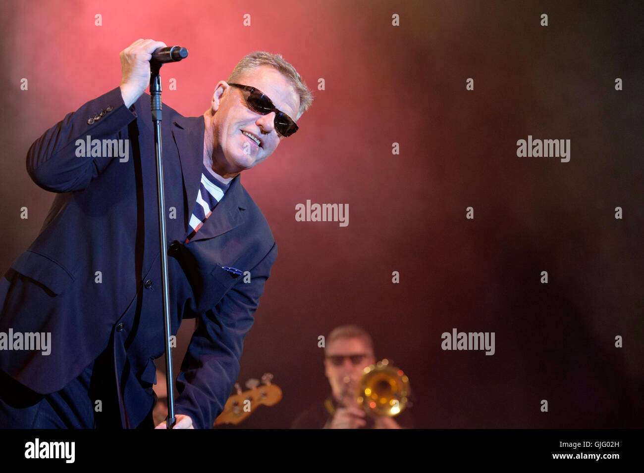 Suggs performing with Madness during Fairport's Cropredy Convention ...
