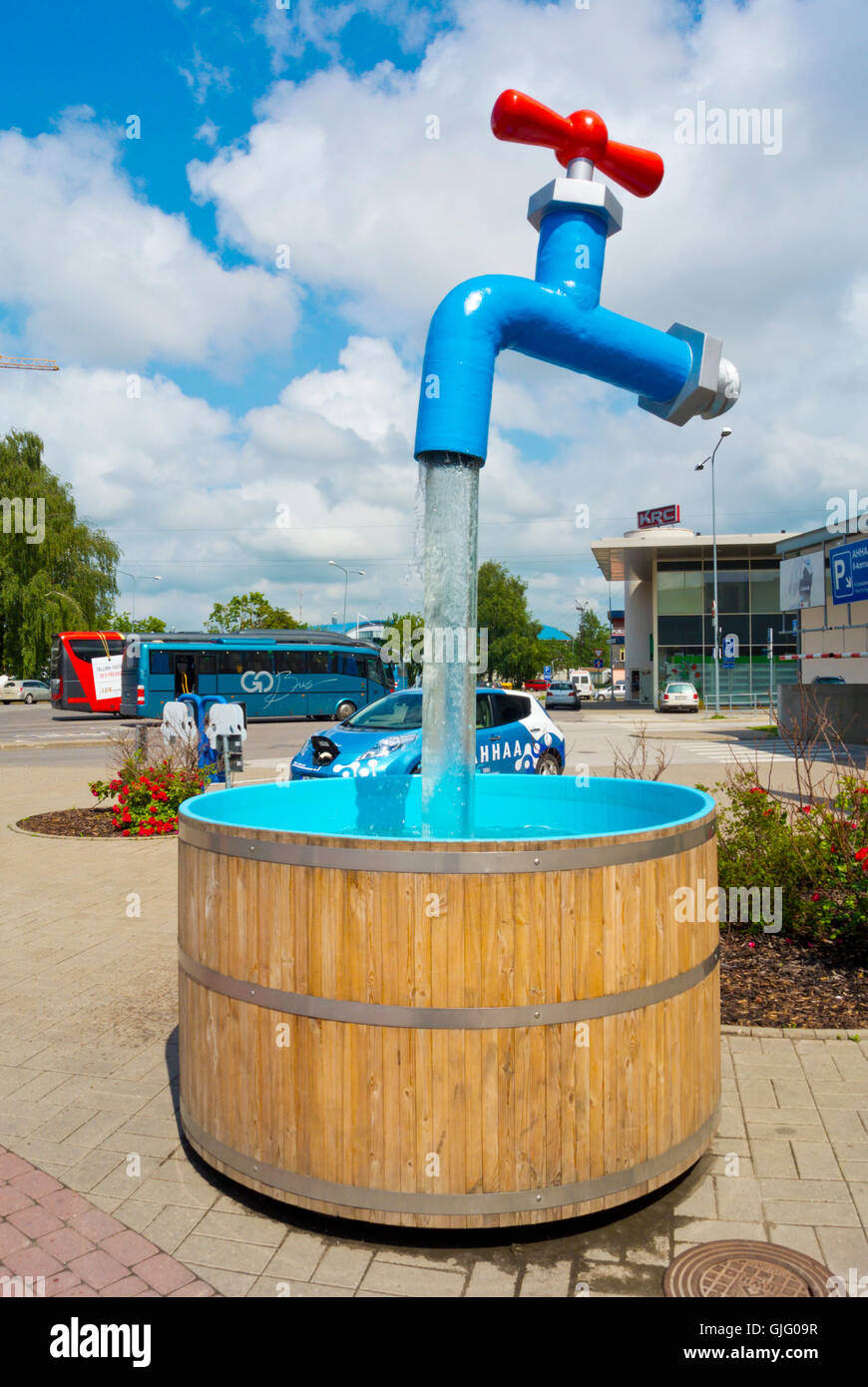 Water tap, in front of AHHAA teaduskeskus, science centre, Tartu ...