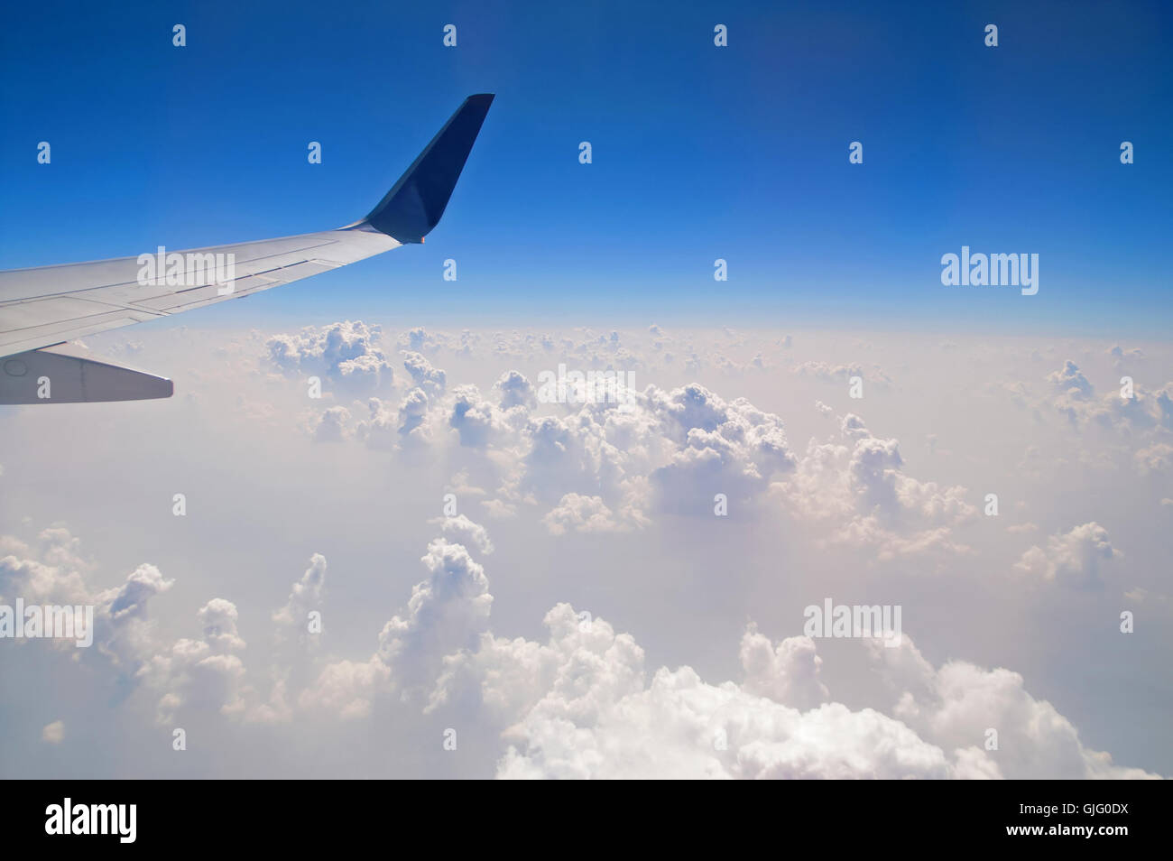 The view from the plane of the cloud vertical formation over the ...