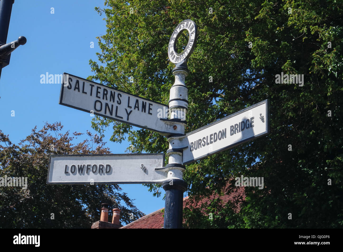 The Village sign in old Bursledon Stock Photo - Alamy