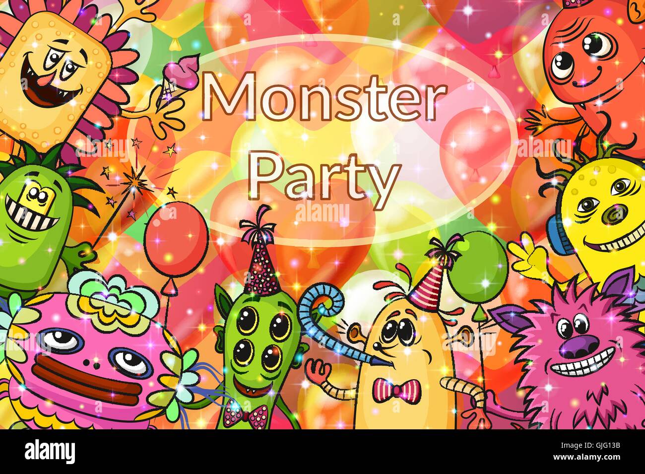 Cartoon Monsters Background Stock Vector Image & Art - Alamy