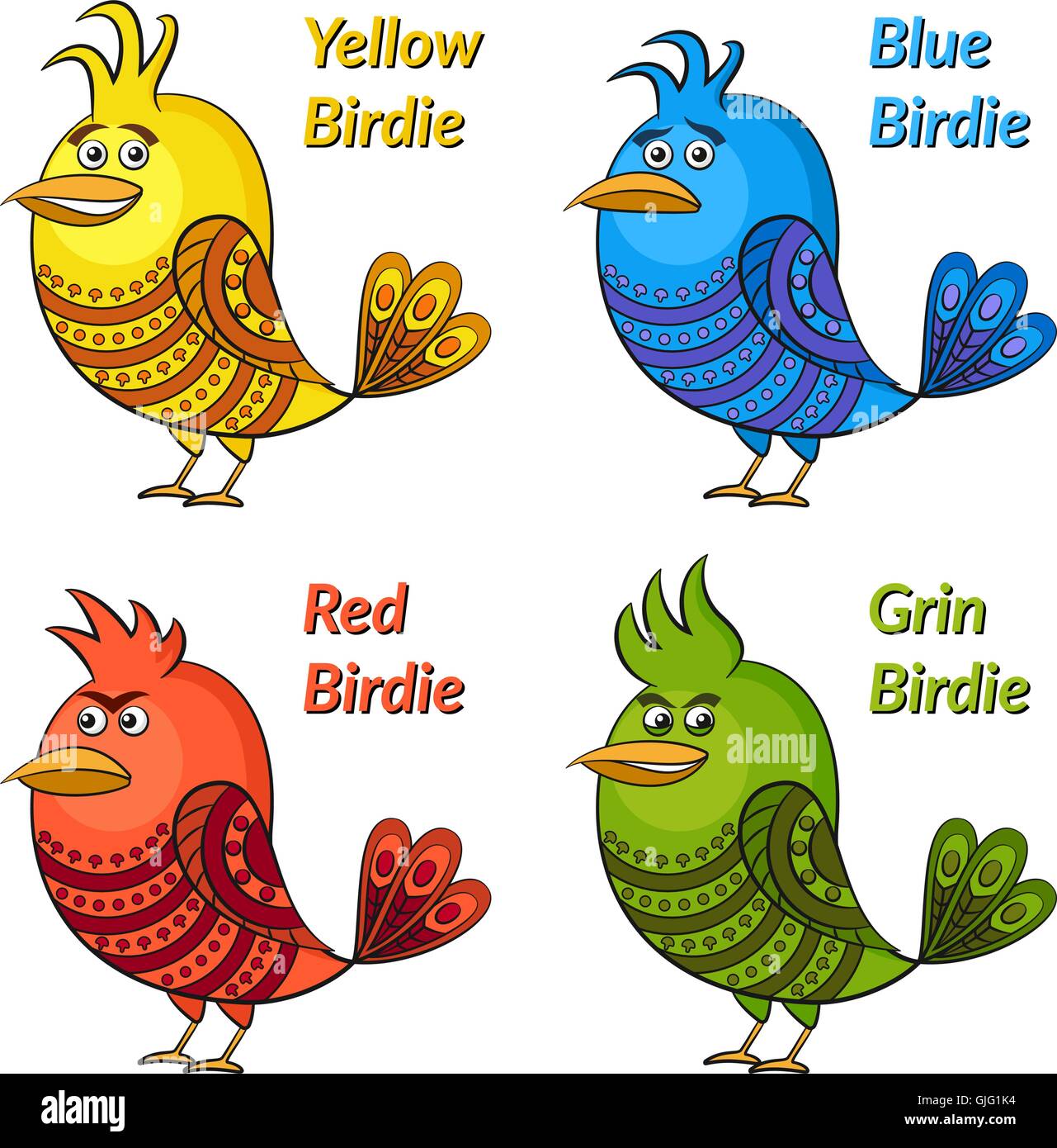 Colorful Funny Birds Set Stock Vector Image & Art - Alamy
