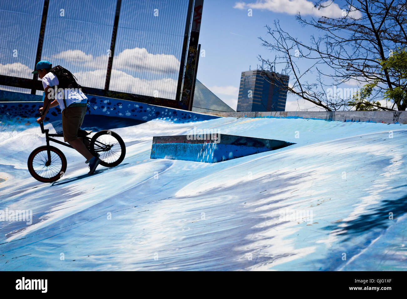A BMXer in a Brussels skate park, Belgium Stock Photo - Alamy