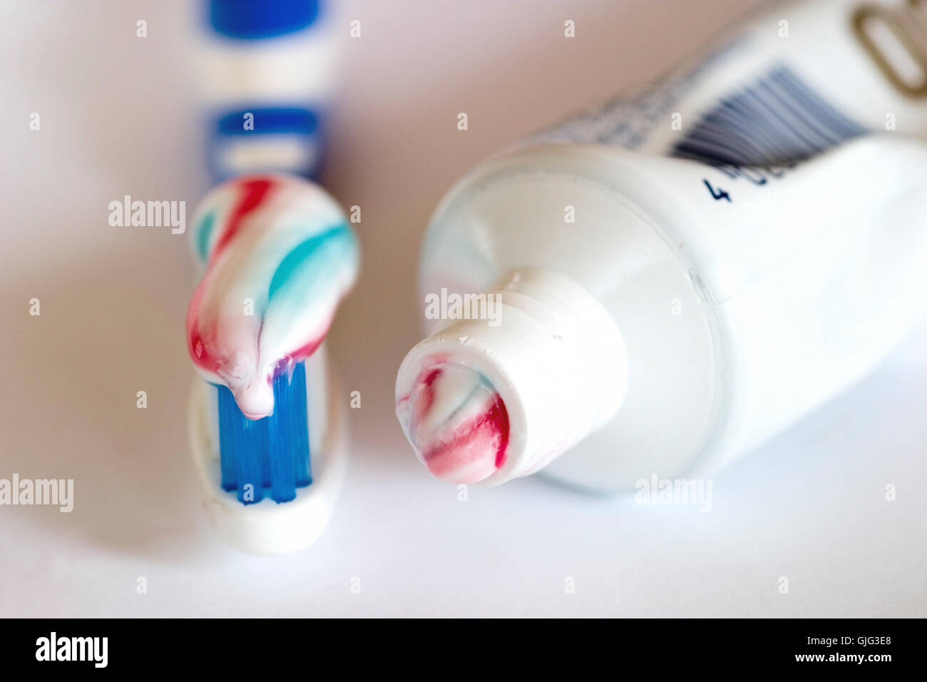 toothbrush with toothpaste and tube Stock Photo - Alamy