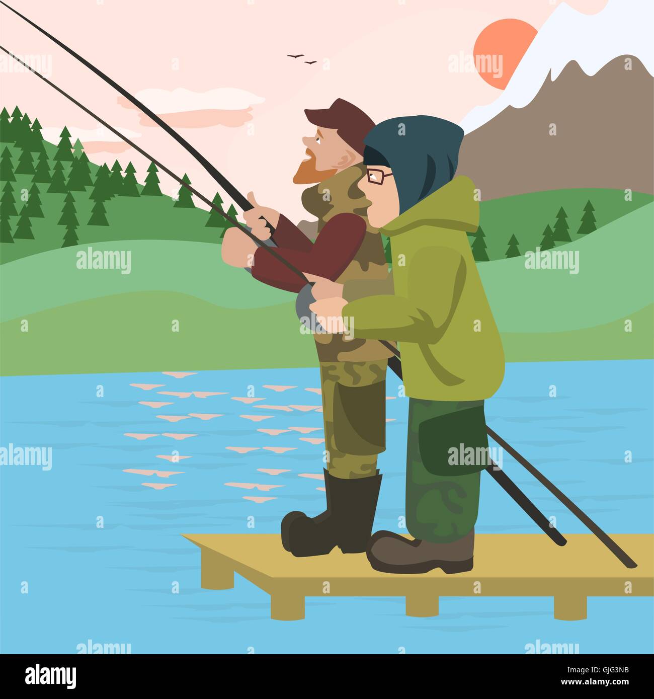 Man Fishing Cartoon