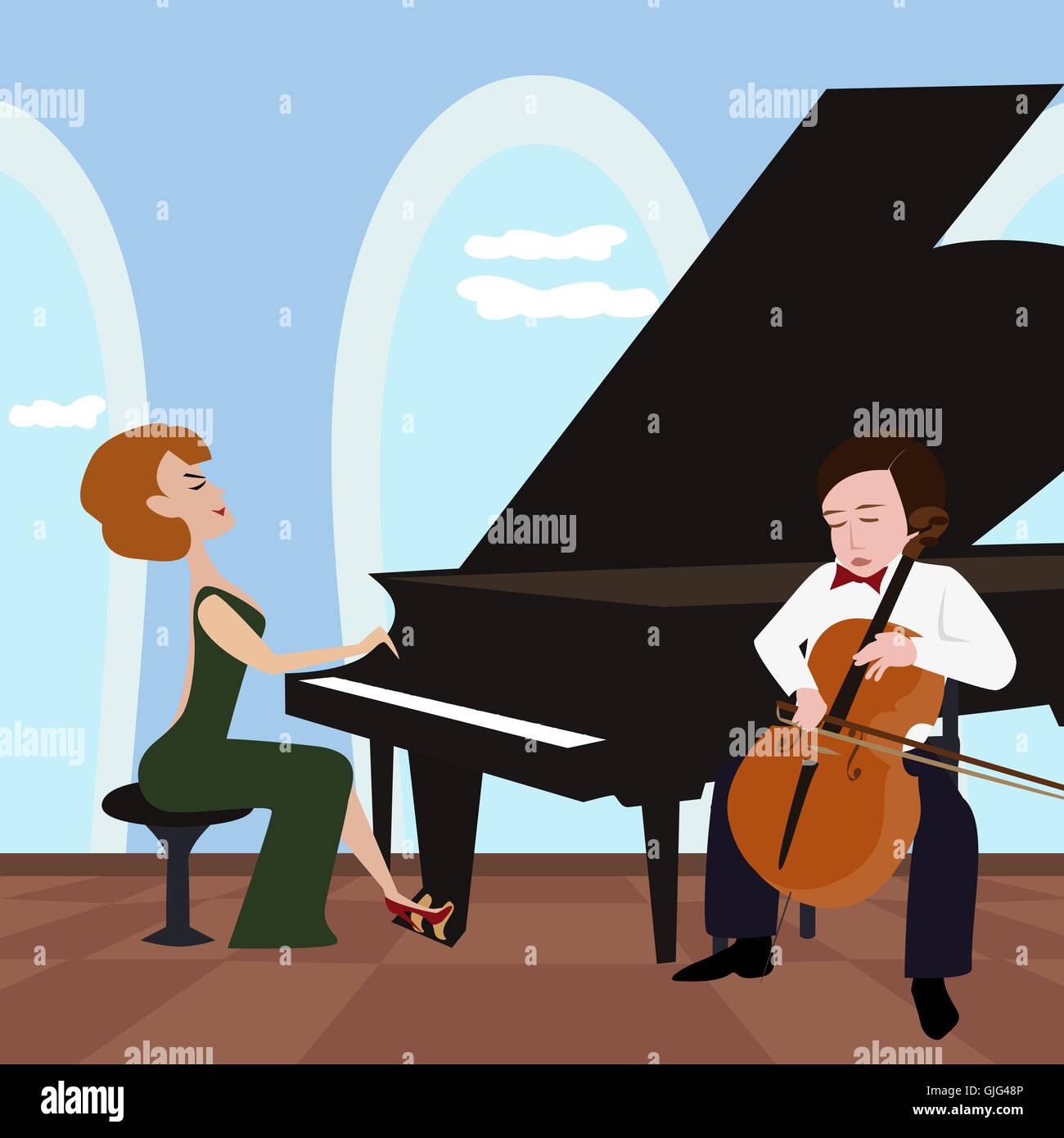 Student playing piano Stock Vector Images - Alamy