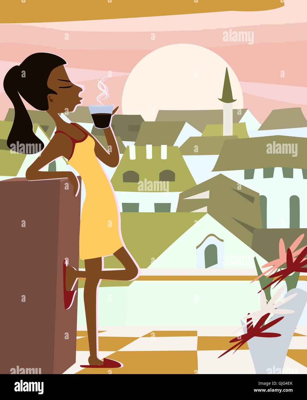 Coffee at sunrise Stock Vector Images - Alamy