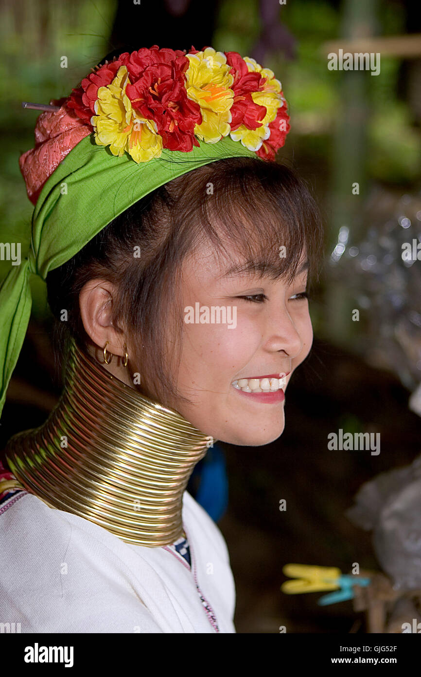 portrait of a long-necked woman Stock Photo - Alamy